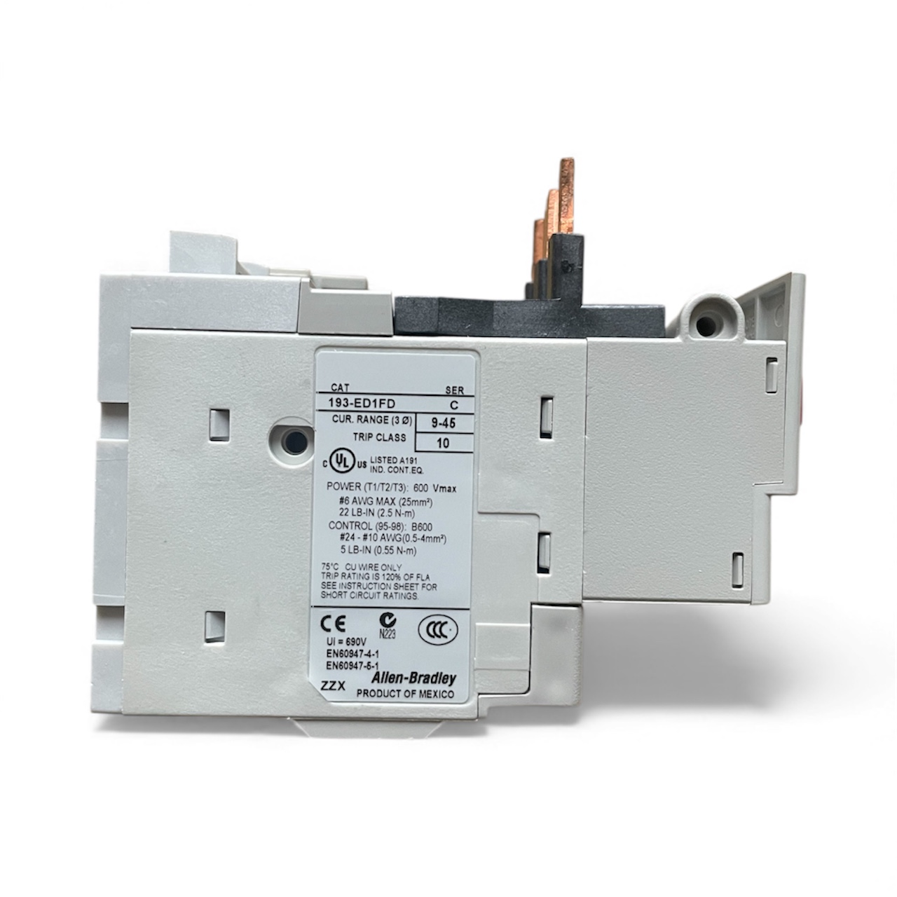 Allen-Bradley 193-ED1FD E1 Plus Solid-State Overload Relay – 9–45 A ...
